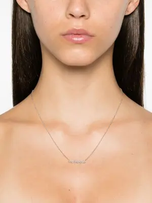 SUZANNE KALAN 18kt White Gold Bar Diamond Necklace - Silver