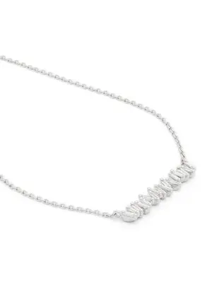 SUZANNE KALAN 18kt White Gold Bar Diamond Necklace - Silver