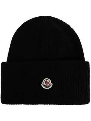 Moncler Logo Patch Beanie - Black