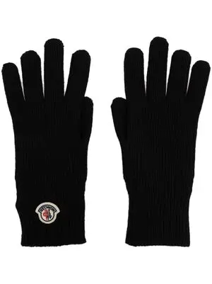 Moncler Logo-Patch Gloves Black