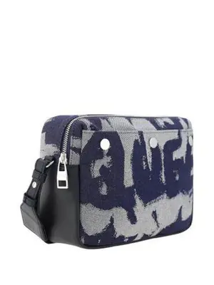 Alexander McQueen Graffiti-print Crossbody Bag - Blue