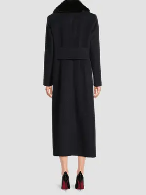 MILLY Faux Fur Collar Wool-blend Coat