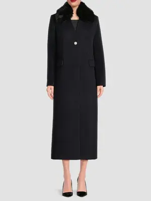 MILLY Faux Fur Collar Wool-blend Coat