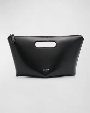 Alaïa ALAIA Folded Zipped Leather Clutch Bag - Noir