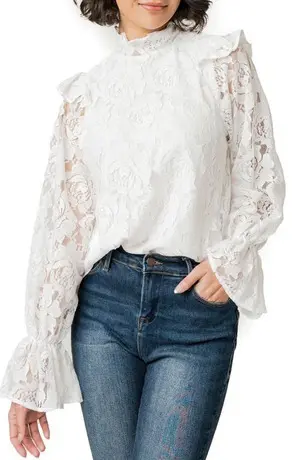 GIBSONLOOK Ruffle Lace Top