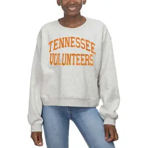 ZOOZATZ Tennessee Volunteers Core Chenille Cropped Pullover Sweatshirt - Oatmeal