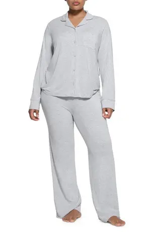 SKIMS Sleep Long Pajamas - Light Heather Grey