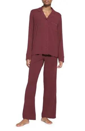 SKIMS Sleep Long Pajamas Oxblood