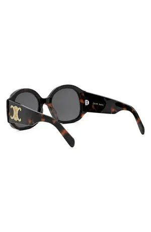 Celine Maxi Triomphe 54mm Round Sunglasses - Dark Havana / Smoke