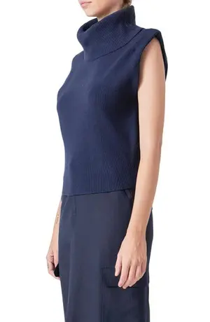 GREY LAB Sleeveless Ribbed Turtleneck Top