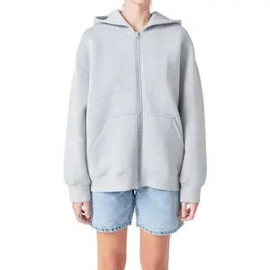 Grey Lab Zip Up Sweatshirts Hoodies For Women