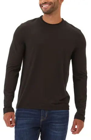 THREADS 4 THOUGHT Parker Heather Luxe Long Sleeve T-Shirt Black