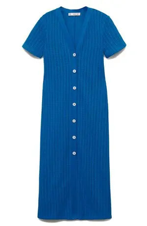 Mango Open Stitch Button-front Knit Dress