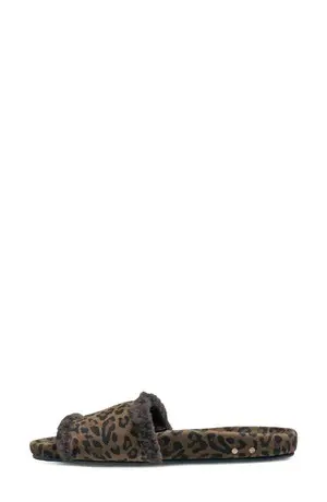 Beek Gallito Genuine Shearling Slide Sandal - Leopard