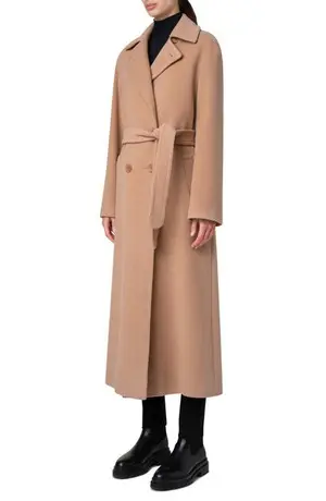 Akris Double-breasted Belted Wool-blend Coat - Malt