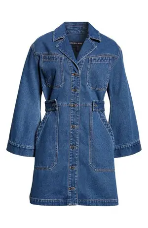 Veronica Beard Mckinley Denim Mini Shirt Dress