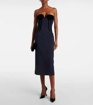 Sportmax Anemone Wool-blend Bustier Midi Dress