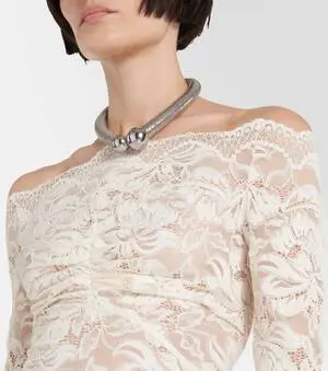 Rabanne Off-shoulder Lace Maxi Dress
