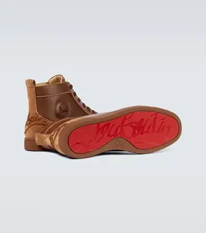 CHRISTIAN LOUBOUTIN High Top Leather Sneakers - Brown