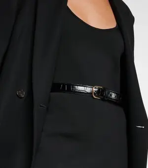 TOTEME Slim Croc-effect Leather Belt