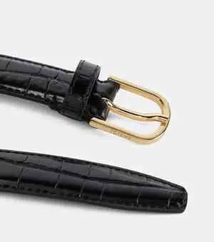TOTEME Slim Croc-effect Leather Belt