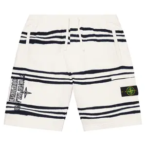 Supreme X Stone Island Warp Stripe Sweatshort - White