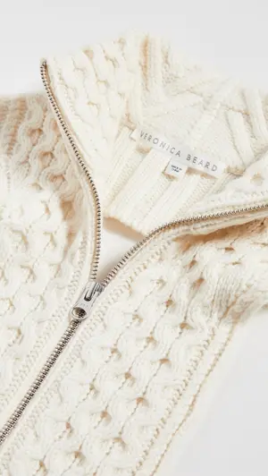 Veronica Beard Cable Knit Zip Up Dickey