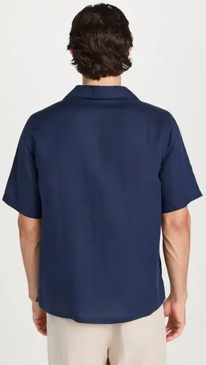 Onia Air Linen Convertible Vacation Shirt - Deep Navy