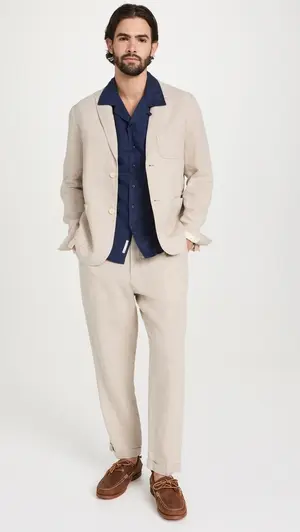 Onia Air Linen Convertible Vacation Shirt - Deep Navy