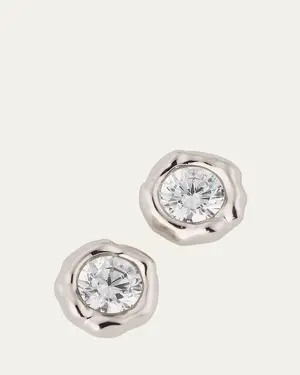 Alexis Bittar Asterales Molten Bezel Stud Earrings - Silver