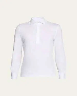 Brunello Cucinelli Long-sleeve Pique Polo Shirt White