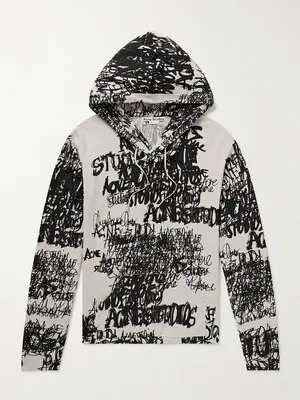 Acne Studios Kews Chaos Printed Jersey Hoodie - Gray