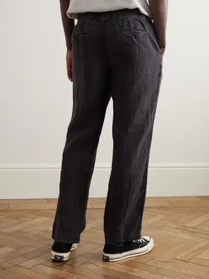 JAMES PERSE Straight-leg Garment-dyed Linen Trousers - Gray