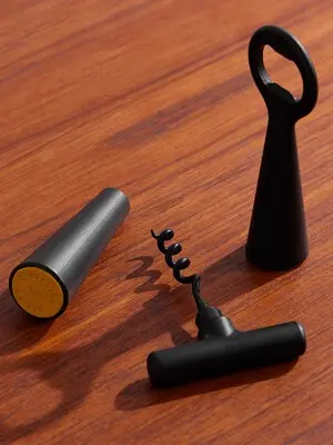 L'ATELIER DU VIN Pvd-coated Steel Bottle Opener Set - Black