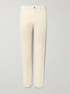 SLOWEAR Venezia 1951 Straight-leg Cotton-blend Moleskin Trousers - Neutrals