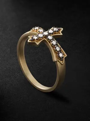 Jacquie Aiche Sophia Rhodium And Diamond Ring - Gold