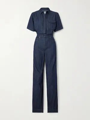 RIVET UTILITY Girlfriend Denim Jumpsuit - Blue