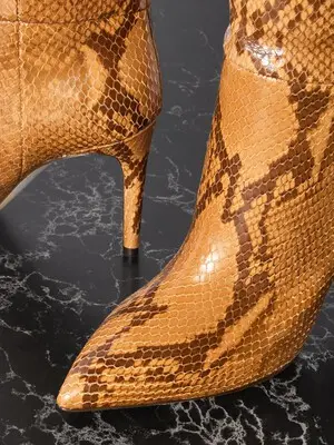 Paris Texas Stiletto Snake-effect Leather Knee Boots