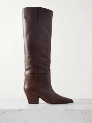 Paris Texas Jane Leather Knee High Boots - Brown