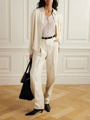 JOSEPH Germain Pleated Twill Tapered Trousers