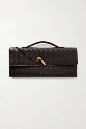 Bottega Veneta Andiamo Long Intrecciato Leather Clutch - Brown
