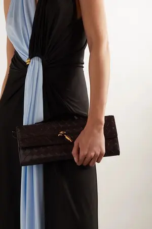 Bottega Veneta Andiamo Long Intrecciato Leather Clutch - Brown