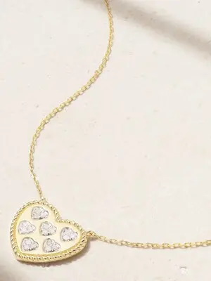 Yvonne Léon 9-karat Diamond Heart Necklace - Gold