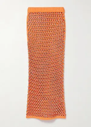 DIOTIMA Spice Beaded Crocheted Maxi Skirt - Orange