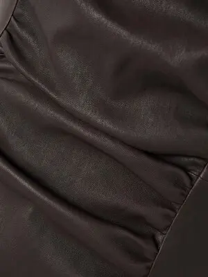 Staud Bowery Gathered Leather Midi Dress