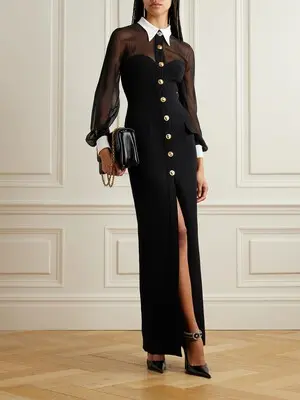 Versace Chiffon And Cady Shirt Dress