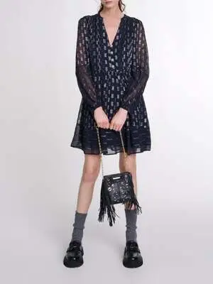 Maje Viscose Pleated Floral Dress