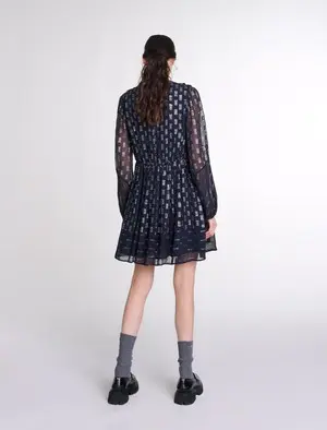 Maje Viscose Pleated Floral Dress