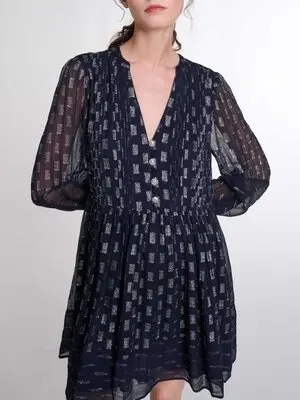 Maje Viscose Pleated Floral Dress