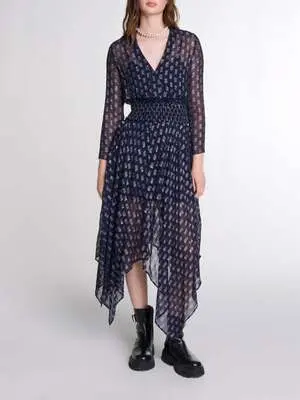 Maje Viscose Asymmetrical Floral Maxi Dress